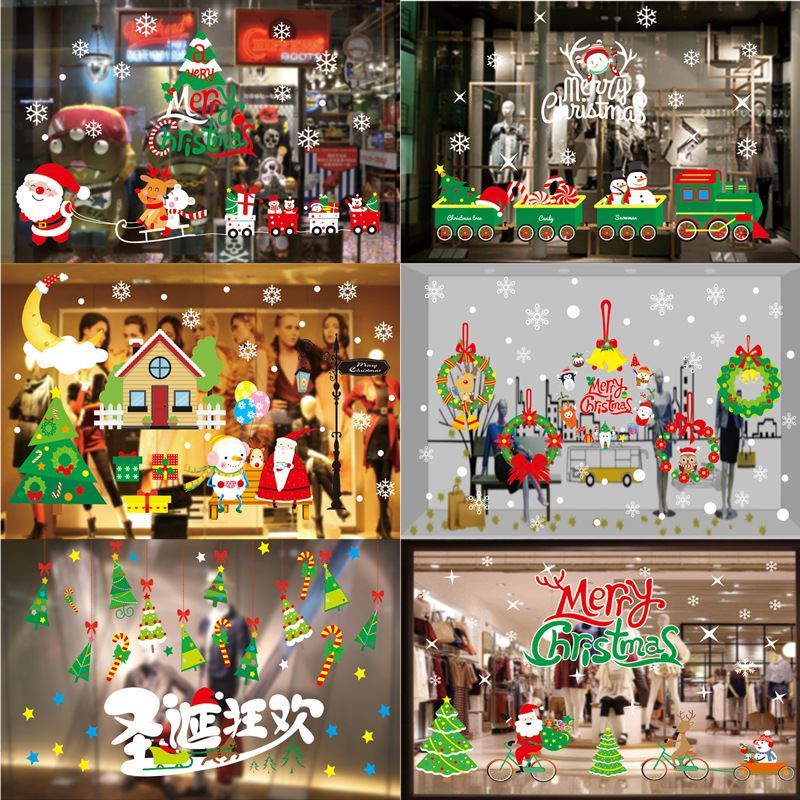 2023 New Style Christmas Electrostatic Stickers Window Glass Christmas ...