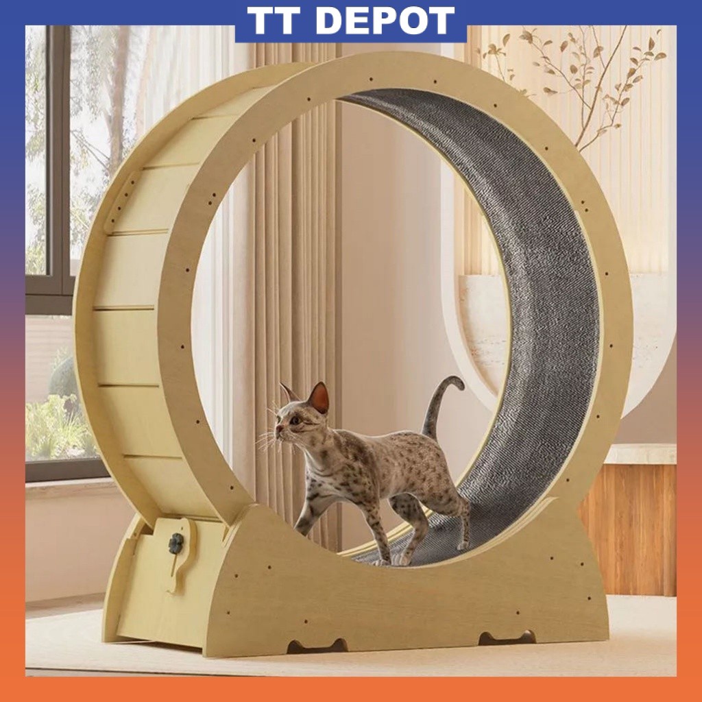 Catbay Cat Treadmill Running Wheel Wooden Interactive Anti-depression ...