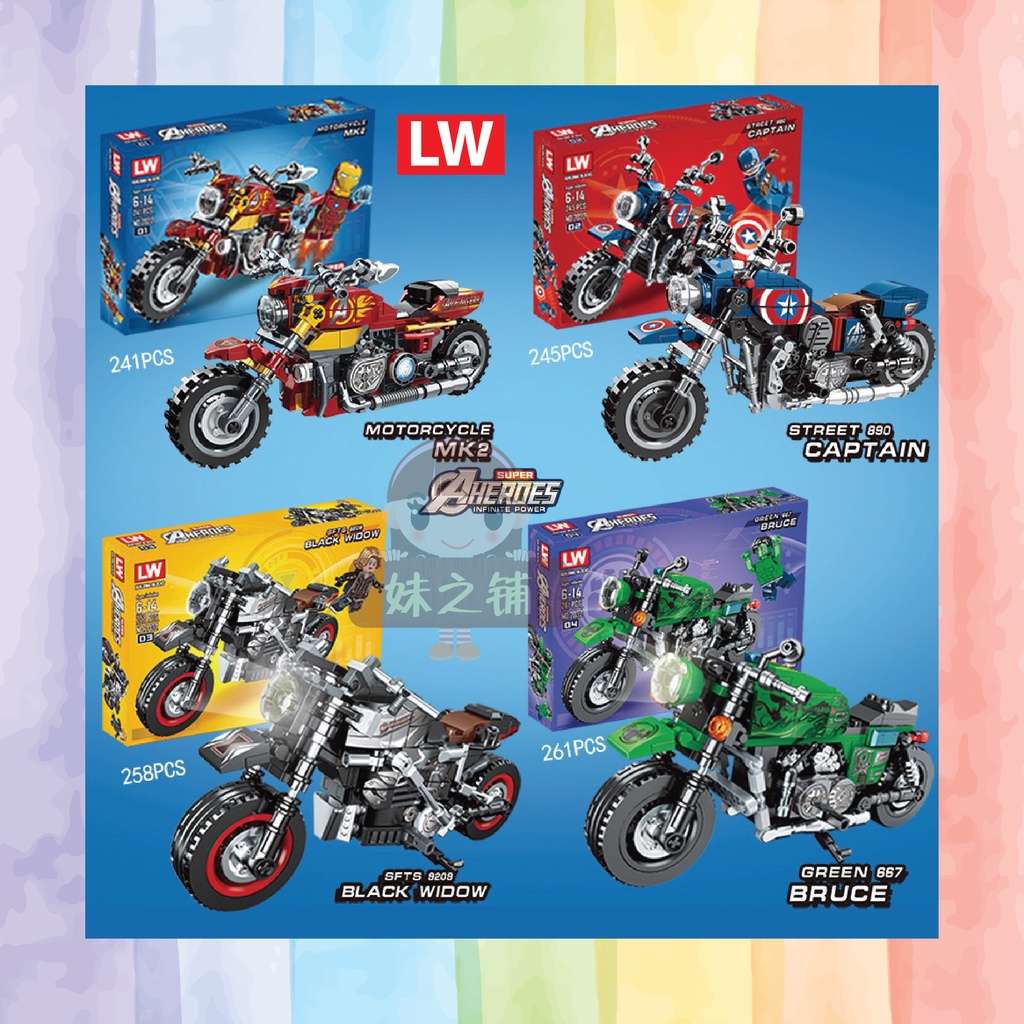 Avengers Motorcycle Nano Bricks Small Particulars Building Blocks Cute ...