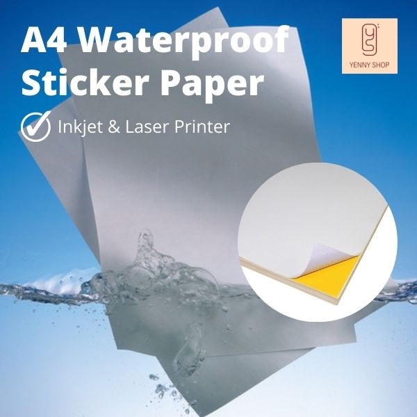 A4 Waterproof White Sticker Paper A4 Synthetic paper不干胶打印纸防水速干 (10 ...