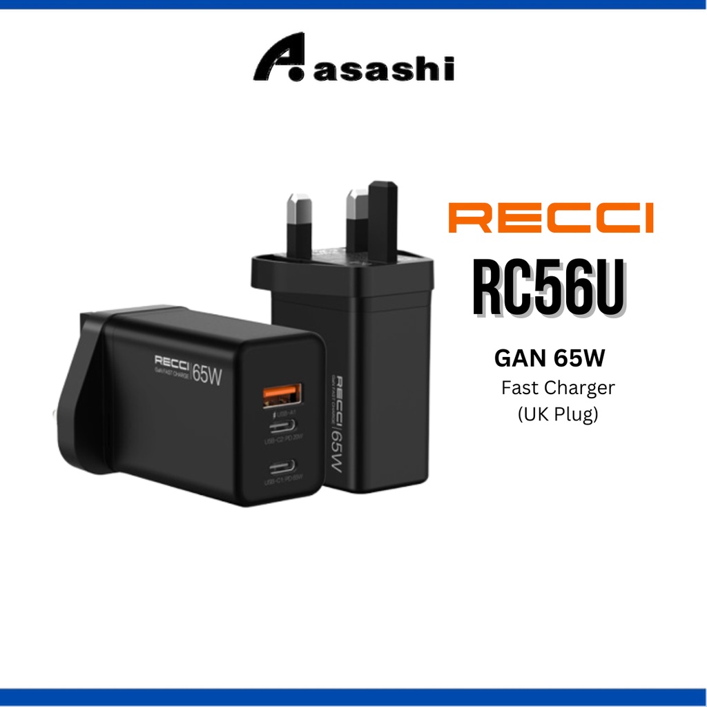 Recci RC56U GaN 65W Fast Charger (UK Plug) | Shopee Malaysia
