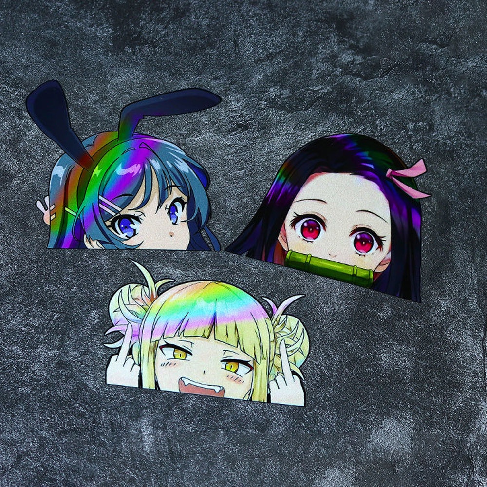JDM Anime Girl Demon Slayer Kamado Nezuko Reflective Car Sticker Decor ...