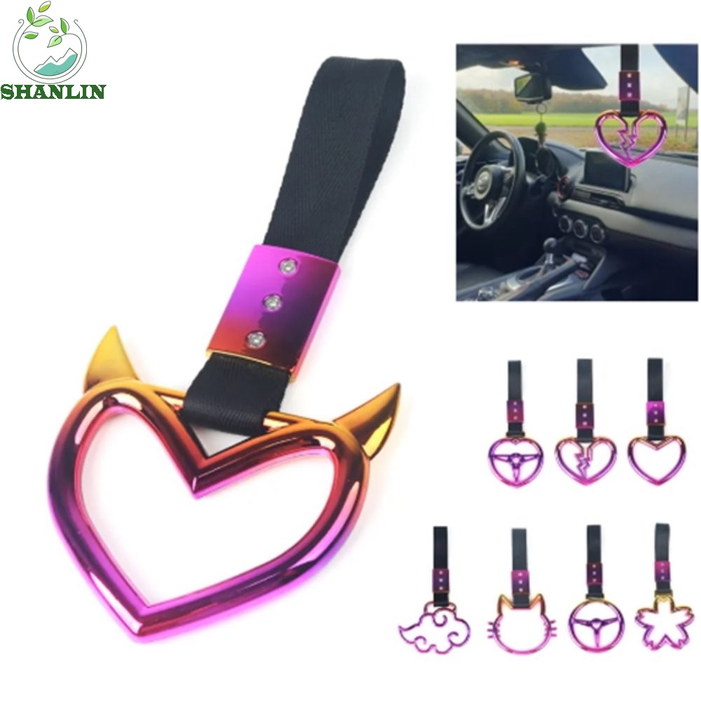 SHANLIN Bus Handle Hand Strap, Cartoon Cat Ring Heart Drift Charm Strap ...