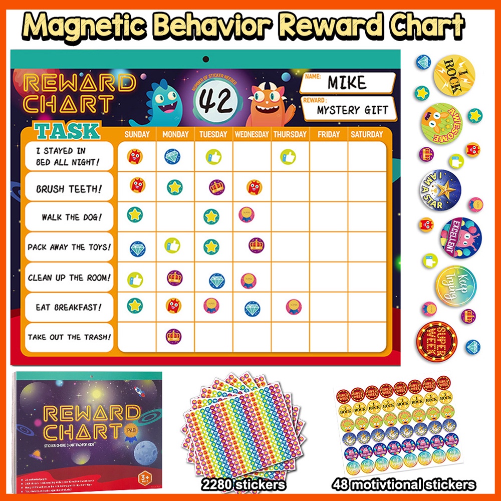 Magnetic Behavior Reward Charts - Pad with 26 Chore Charts for Kids ...