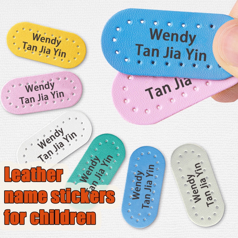 12Pcs Personalized Leather Name Labels Waterproof Washable Name Sticker ...