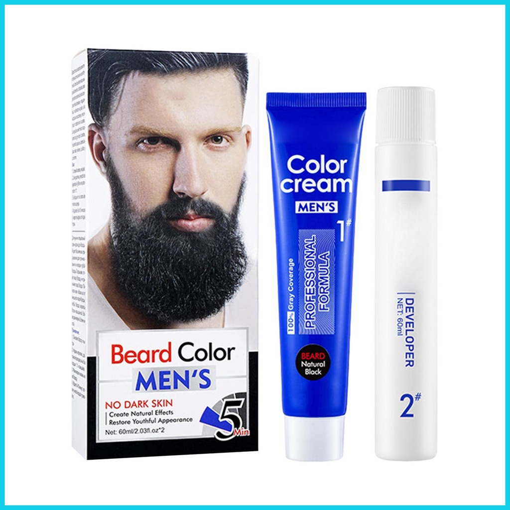 Beard Dye for Men 2pcs Dark Mustache Dye and Beard Coloring Temporary ...