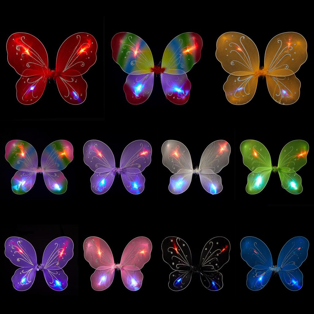 BbQ-LED Light Butterfly Wings for Kids Girls Fairy Wing Party Glowing ...