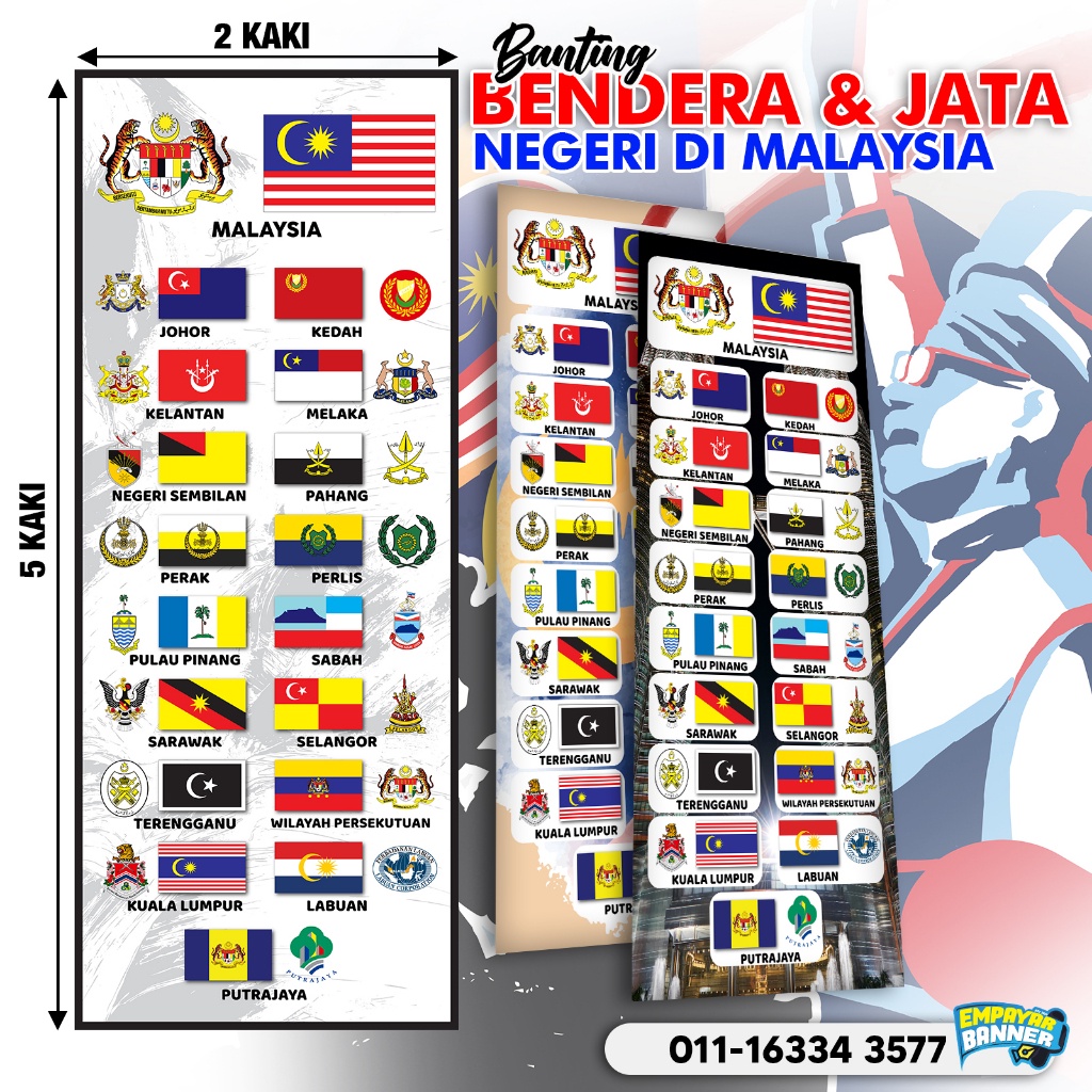BANTING BENDERA & JATA NEGERI DI MALAYSIA [ 2X5 KAKI ] | Shopee Malaysia