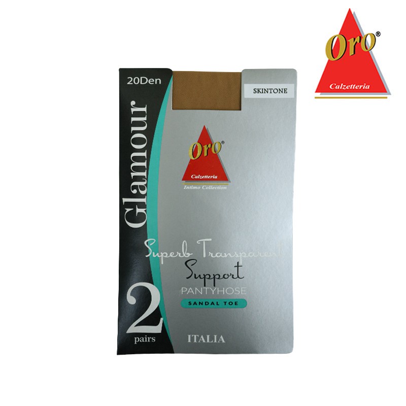 ORO Glamour Superb Transparent Support Sandal Toe Pantyhose Stockings ...