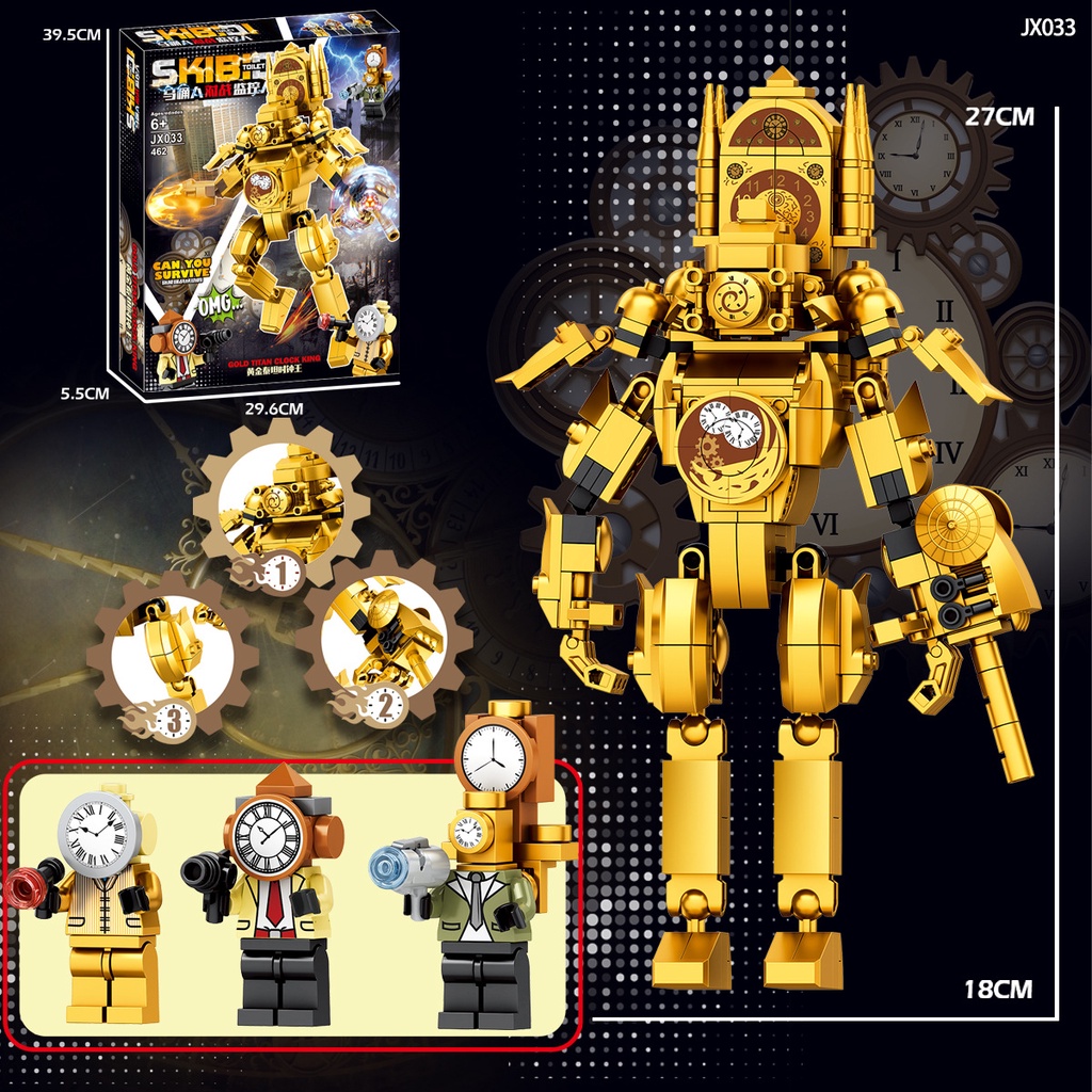 Upgraded Golden Clock King Toilet Man vs Monitor Skibidi Toilet Block ...