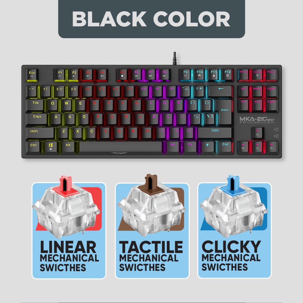 Armaggeddon MKA-2C NEO 87 Key Mechanical Gaming Keyboard | 12 Backlight ...