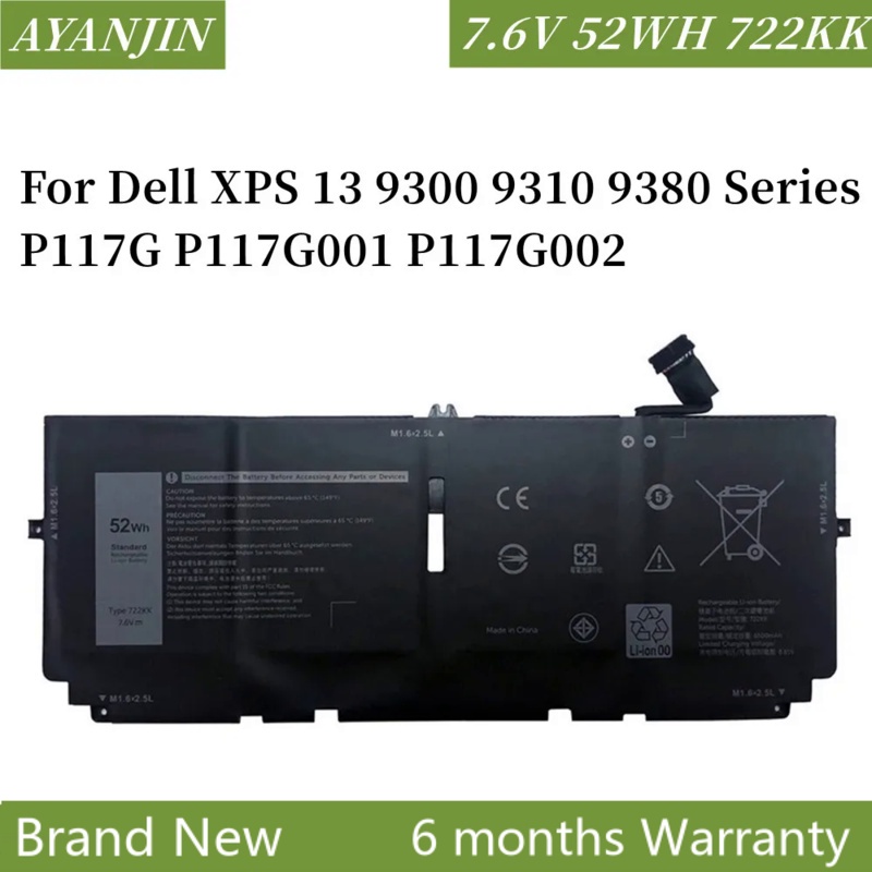 722KK Laptop Battery For Dell XPS 13 9300 9310 9380 Series P117G ...