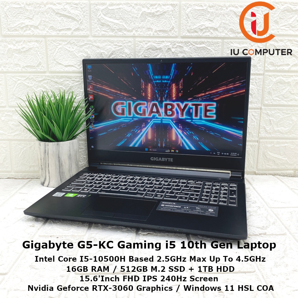 GIGABYTE G5-KC GAMING INTEL CORE I5-10500H 16GB RAM 512GB M.2 SSD 1TB ...