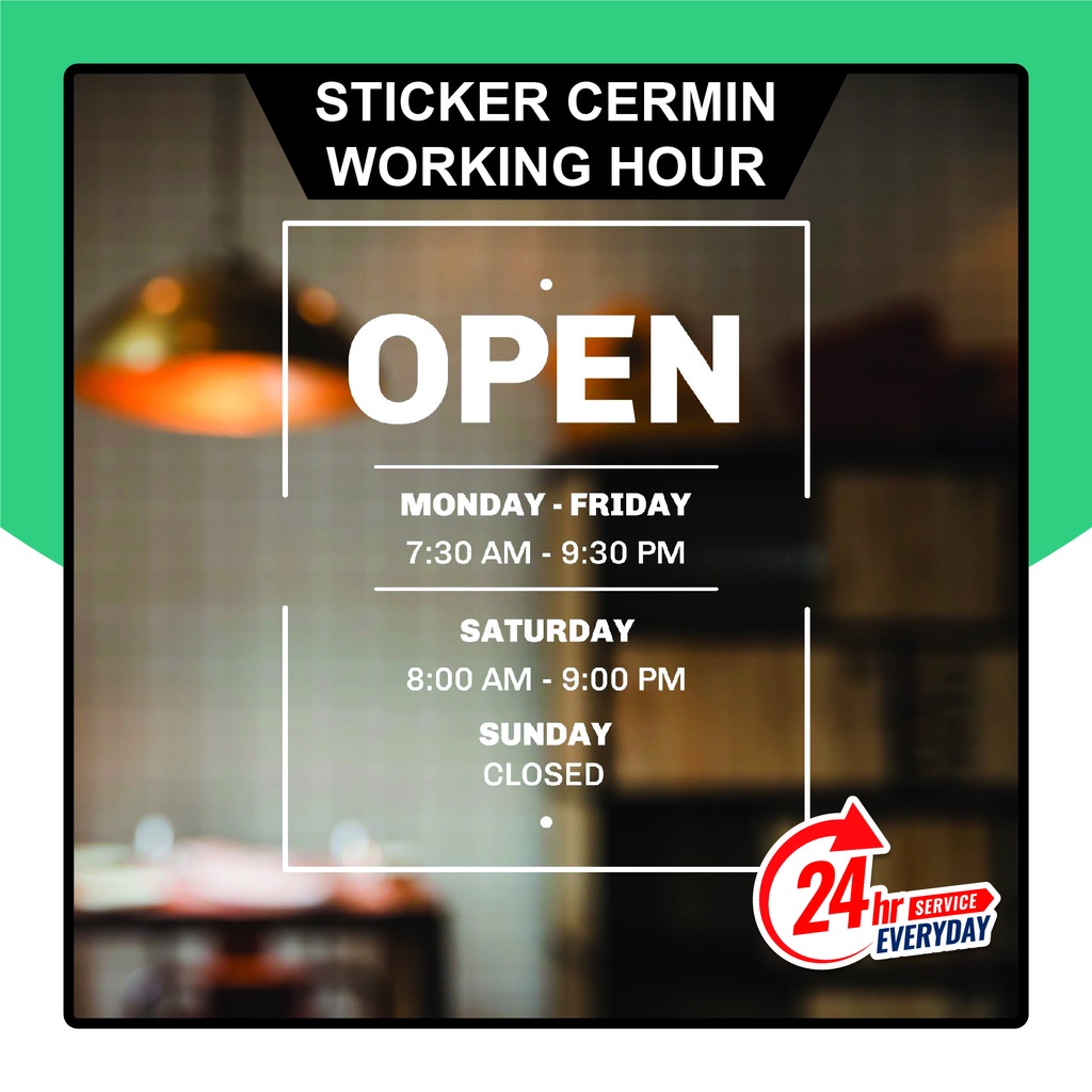 Sticker Business Hour Waktu Operasi Glass Door Decal Premium Material ...