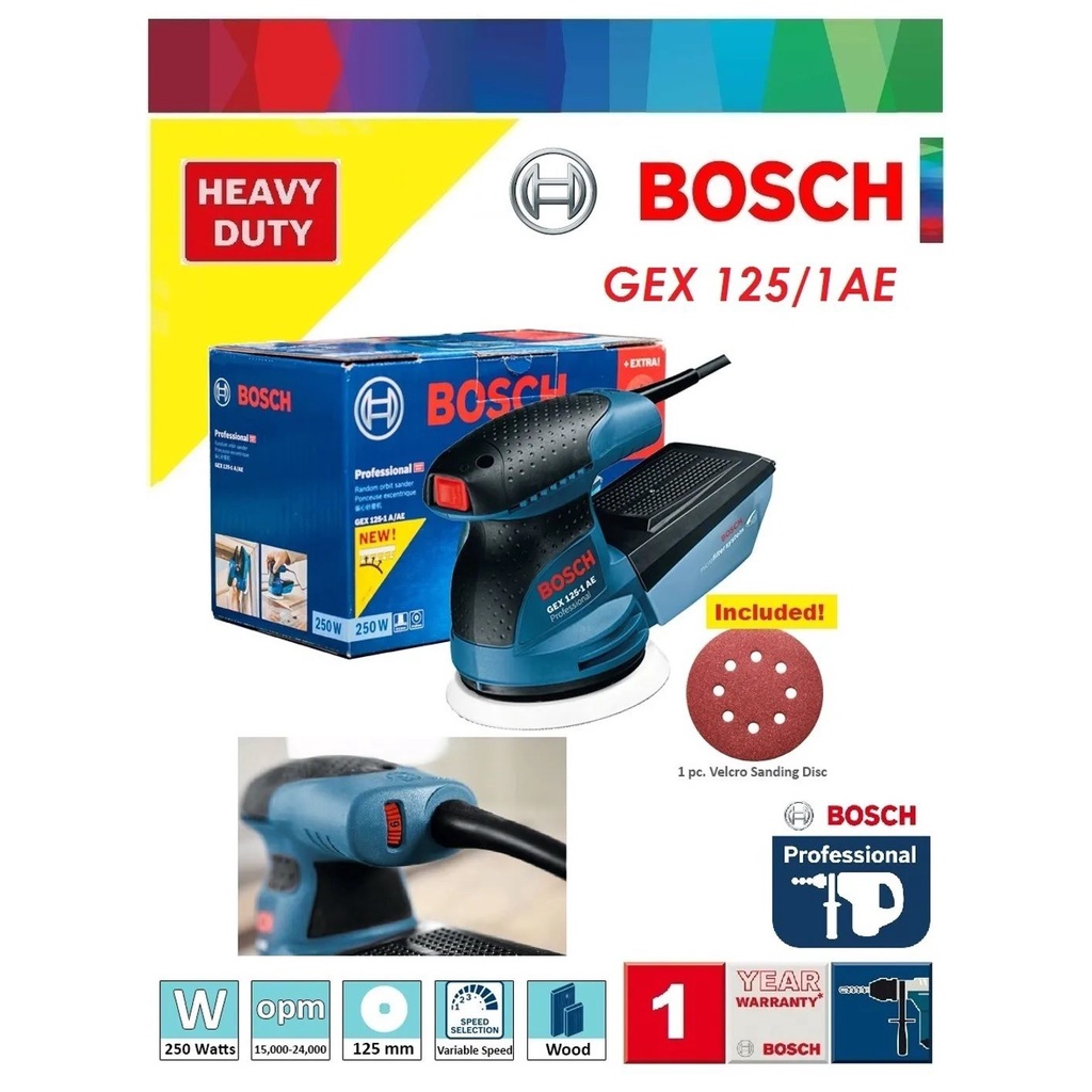 Bosch GEX 125mm / 5-inch Variable-Speed Random Orbit Sander | Shopee Malaysia