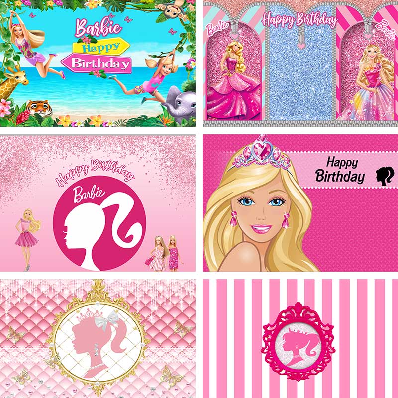Barbie Princess Birthday Backdrop Photography Baby Shower Kids Children ...