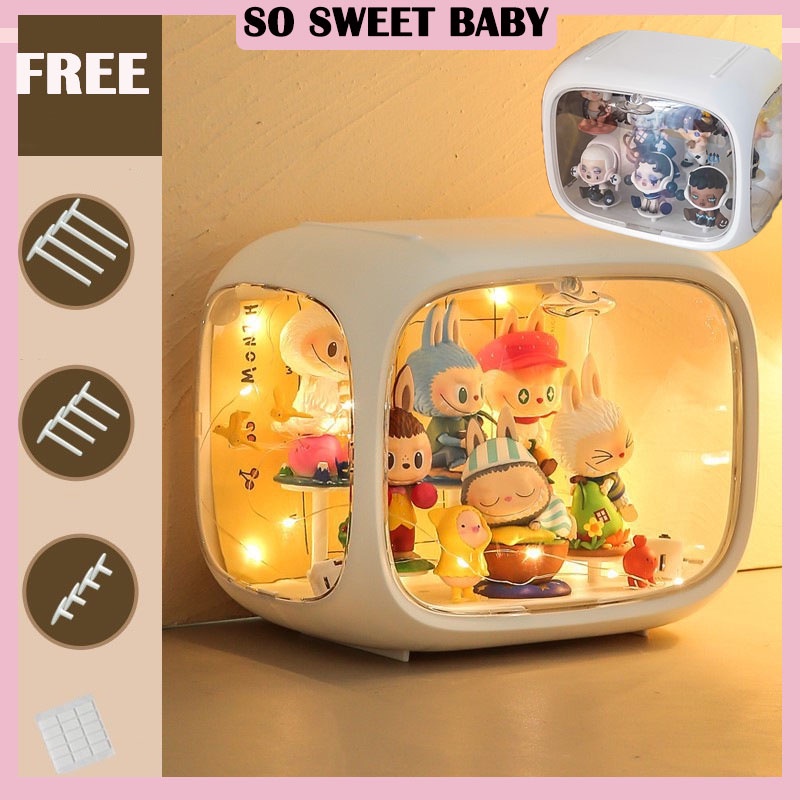 [With Light] Display Storage Box Organizer Case Stand Transparent ...