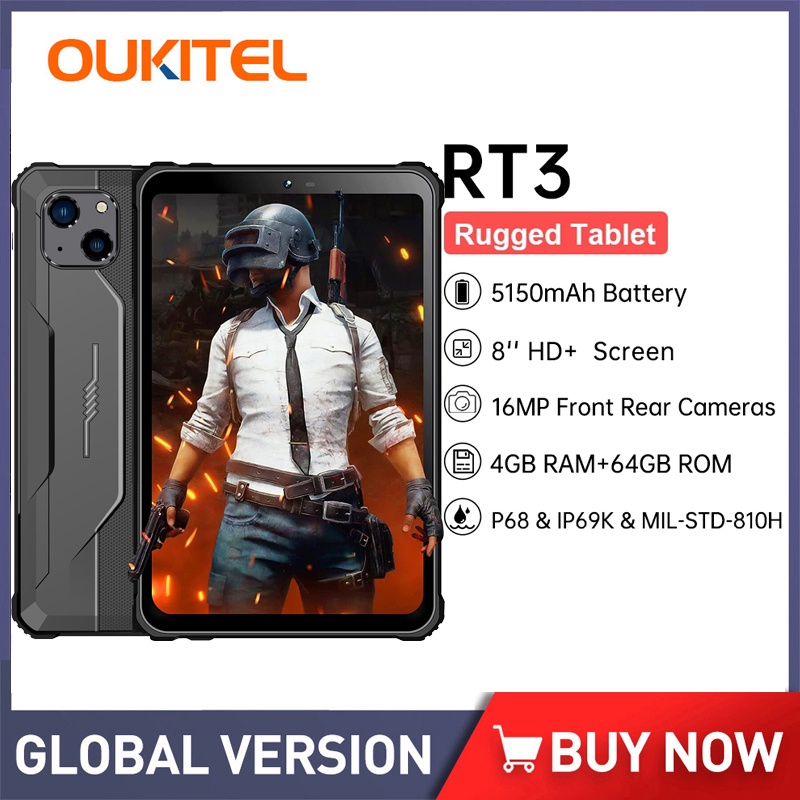 Oukitel RT3 Mini Rugged Tablet 8 Inch HD+ 5150 mAh 4GB+64GB Android 12 ...