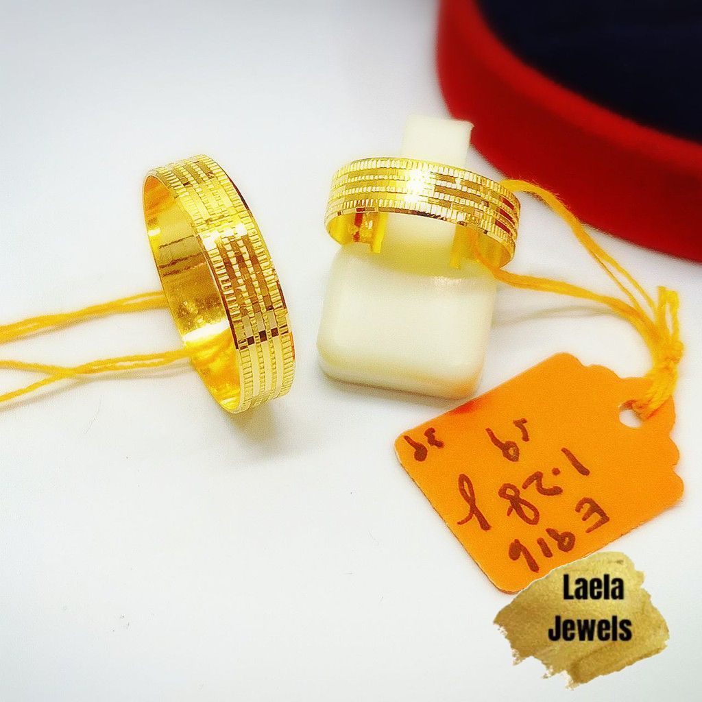 LAELA CINCIN BELAH ROTAN RACE LINE 1C EMAS TULEN 916 GOLD RING | Shopee ...