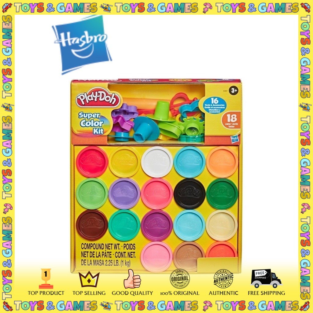 Play Doh Super Color Kit Education 18 Color Cans & Accessories Clay Art ...