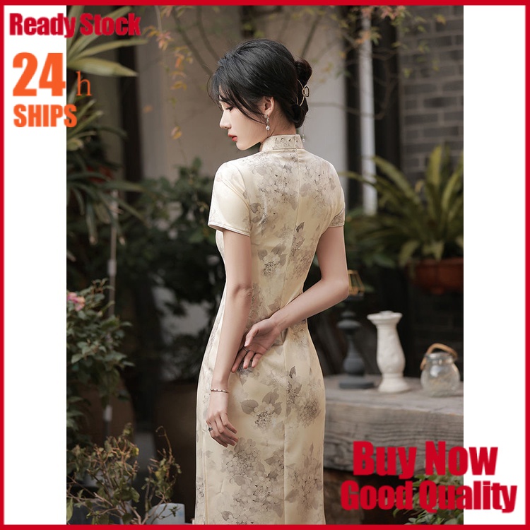 French cheongsam New Year elegant retro Chinese style long modified ...