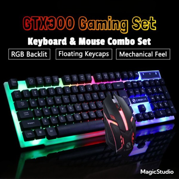 🅰️🅱️ GTX300 Gaming Keyboard & Mouse Set | Keyboard RGB 104 Key ...