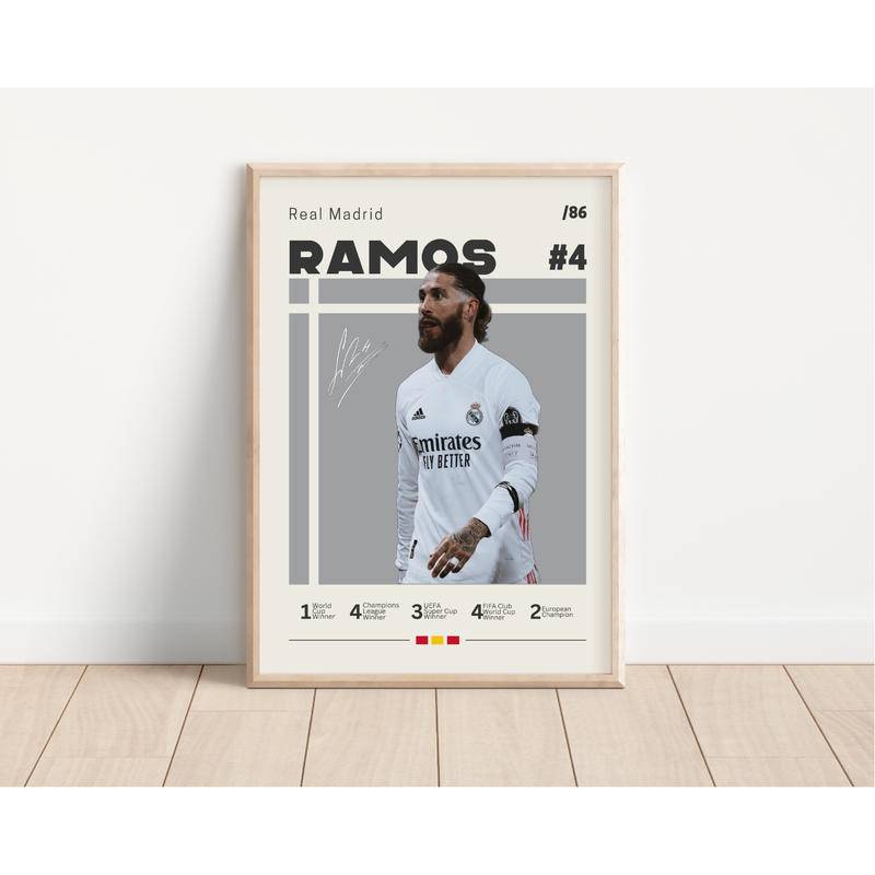 Sergio Ramos Poster, Real Madrid, Football canvas Print , Football ...