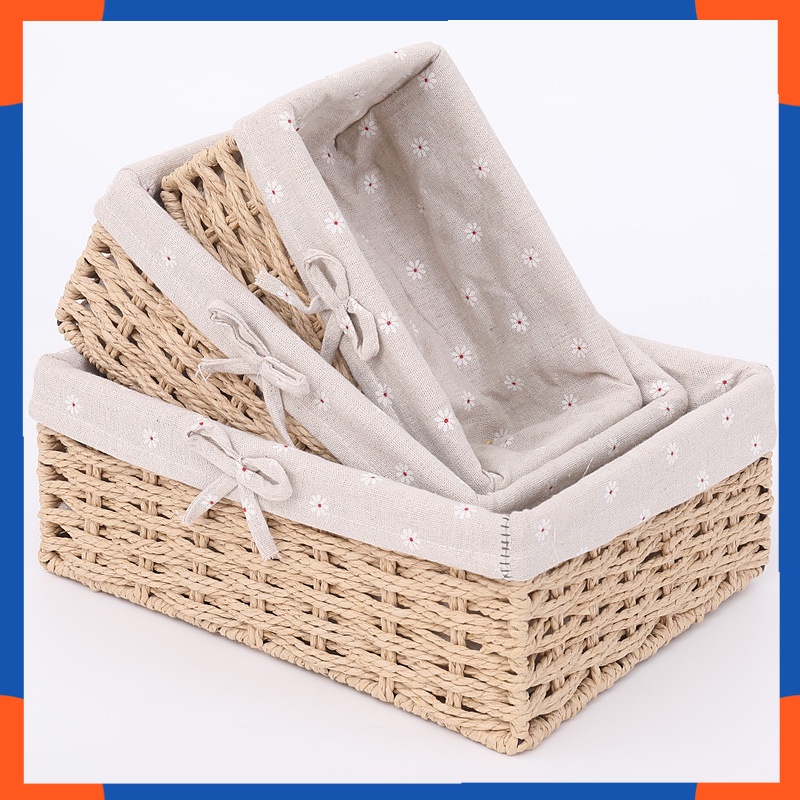 Handmade Rattan Storage Basket Wicker Basket for Desktop Organizing ...