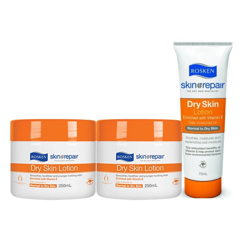 Rosken Skin Repair Dry Skin Lotion ( 2 x 250ml + Free 75ml ) | Shopee ...