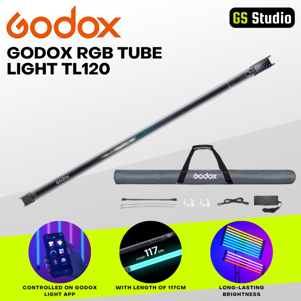 GODOX RGB Tube Light TL120 | Adjustable Lampu RGB | Kelengkapan ...