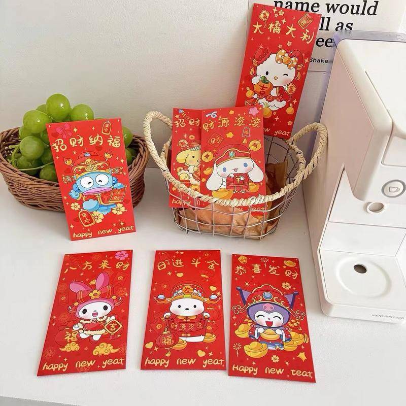 6Pcs/Lot 2024 Sanrio Angpao HANYODON kuromi mymelody Cinnamoroll Pom ...