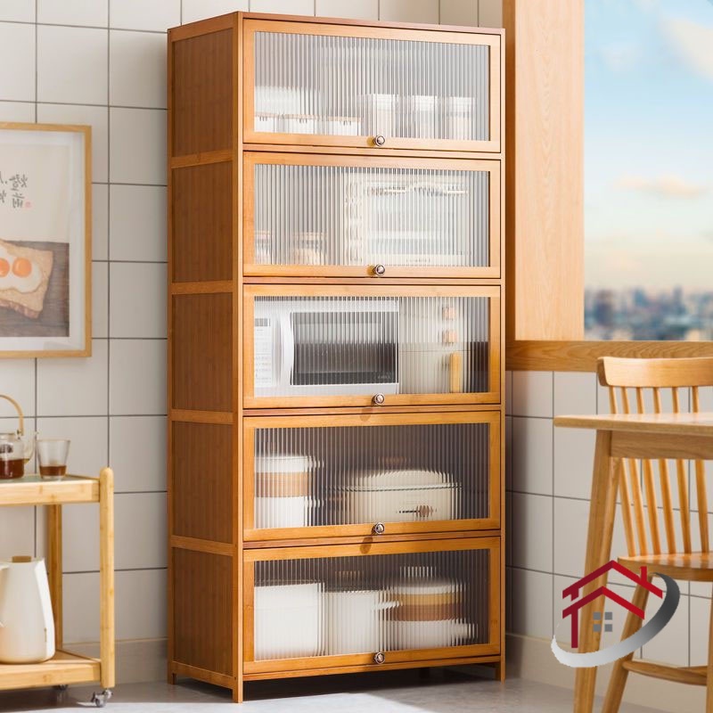 W42cm Kitchen Storage Rack Brown Cupboard Multi-Layer Storage Cabinet ...