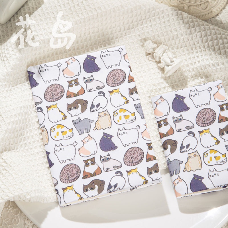 Cute Cat Fabric Book Cover A5 A6 Cartoon Handmade Book Cover Adjustable ...