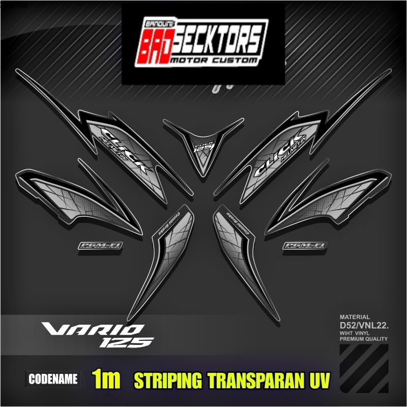 HITAM Decal Sticker Striping Transparent Variations Uv Vario 125 Old ...