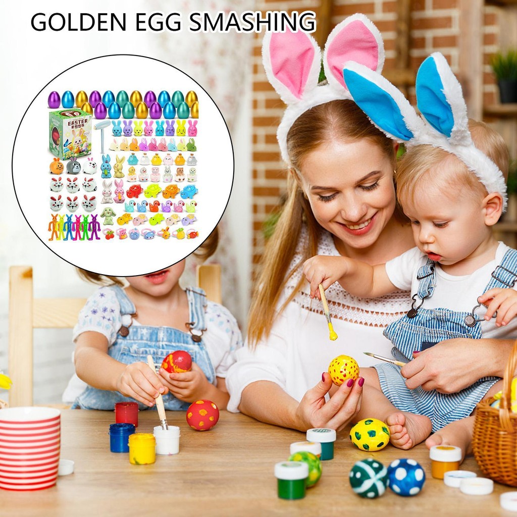 Children's Easter egg smashing golden egg surprise cartoon egg rabbit ...