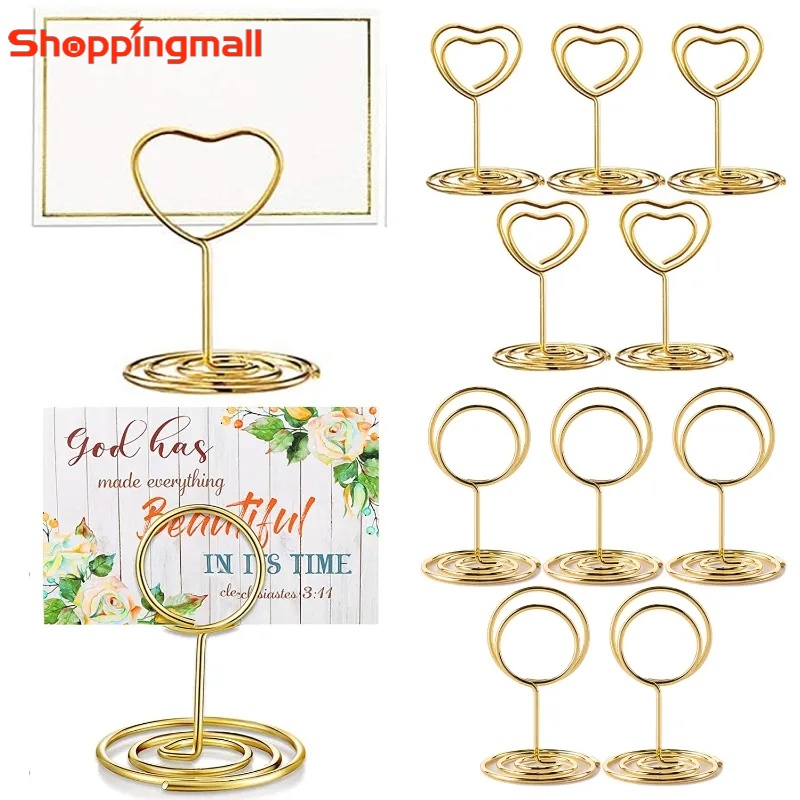 Metal Photo Holder Heart Shape Rose Gold Paper Clamps Stands Table ...