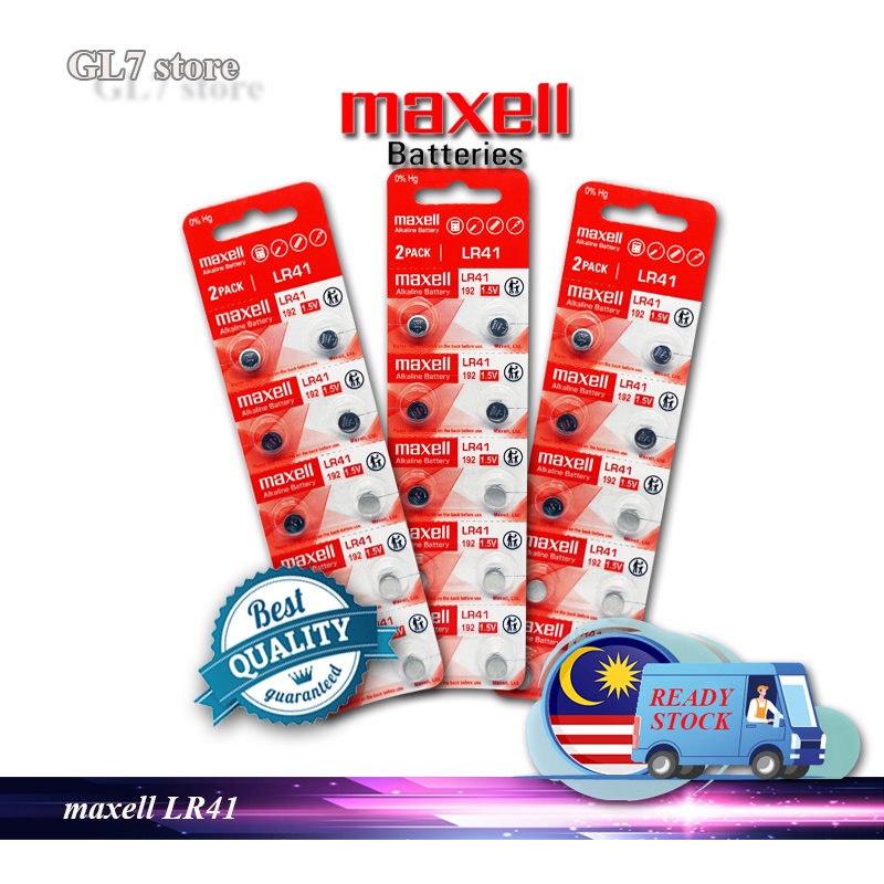 MAXELL GENUINE BUTTON CELL ALKALINE BATTERY 1.5V LR41 AG3 LR736 392A 192 SR41 (2PCS / 10PCS ...