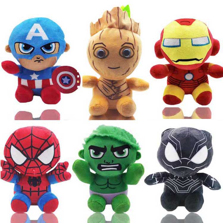 Marvel Super Heroes Stuffed Plush Avengers Doll Captain America Black ...