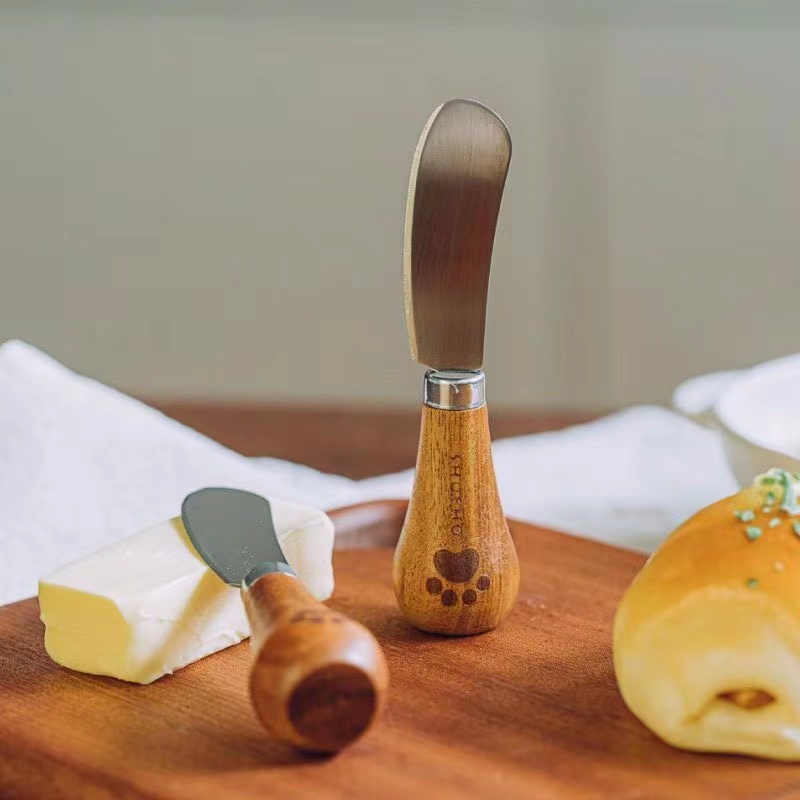 🇲🇾🐻Mini Cute Butter Knife with Wooden Handle Pisau Mentega dengan ...
