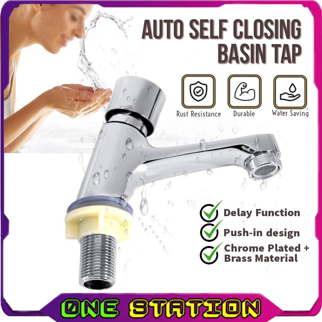 Automatic Self Closing Basin Tap Time Delay Water Tap Kitchen Bathroom Sink Tap | Shopee Malaysia