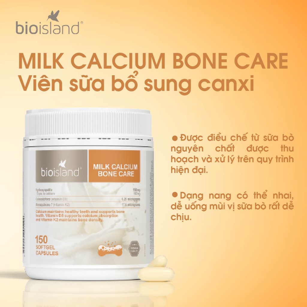Supplement Calcium, Vitamin D and K2 Bioisland Milk Calcium Bon Care ...
