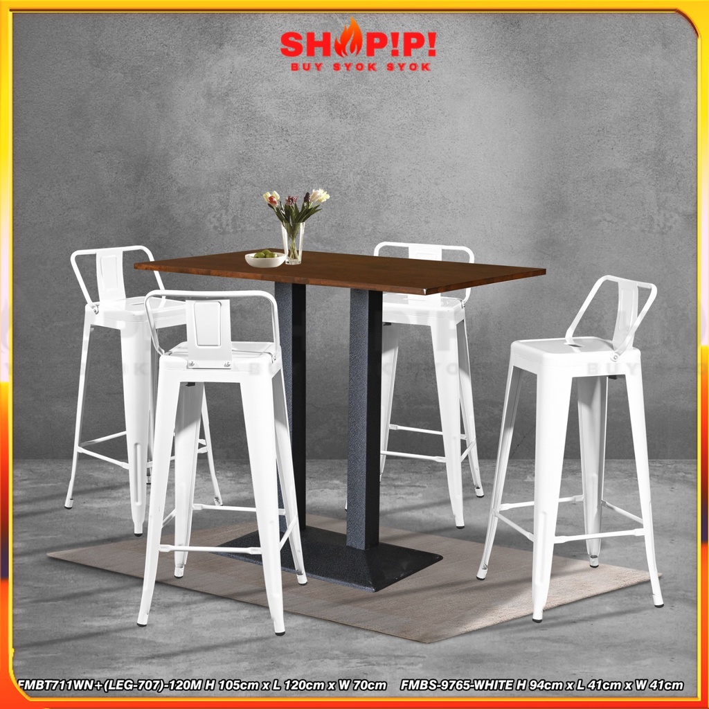 SHOPIPI Rubber Solid Wood Cafe Table/Bar Table 105cm High Table/solid ...