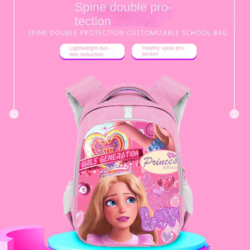 New Barbie Princess Schoolbag Primary School Girl Backpack Cartoon Cute ...