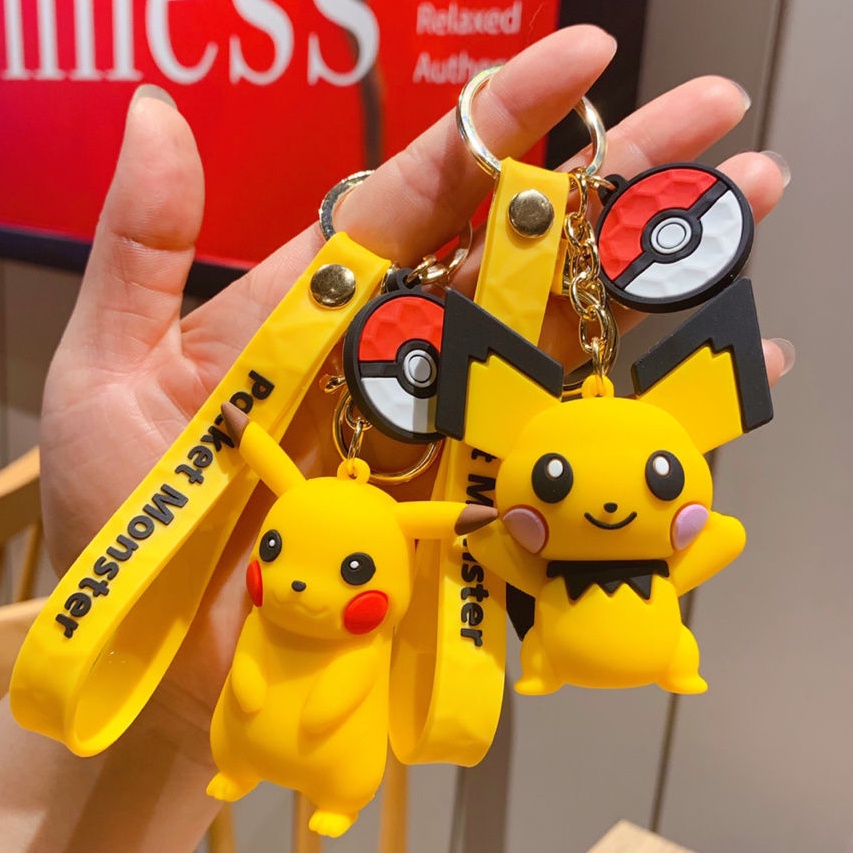 Pokémon Pikachu keychain cute key pendant backpack pendant Rantai kunci ...