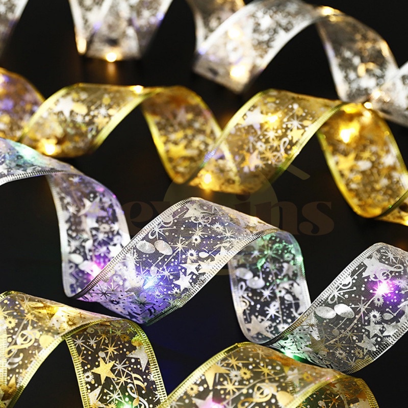 Christmas Ribbon LED Light Christmas Tree Lighting Decoration String ...