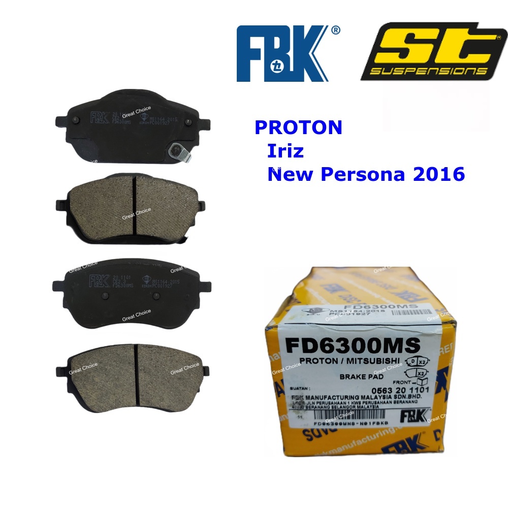 FBK Iriz, New Persona 2016 Front Disc Brake Pad With Shim FD6300MS ...