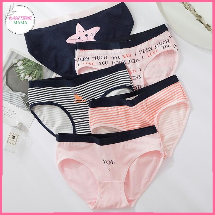 BTM_Women's Underwear Mid-waist Cartoon Panties Plus Size Girly Cotton ...