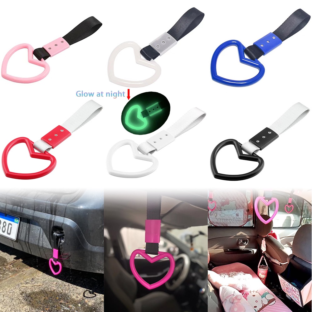 JDM Heart-shaped Car Static Belt Decorative Warning Rings Rear Bumper ...