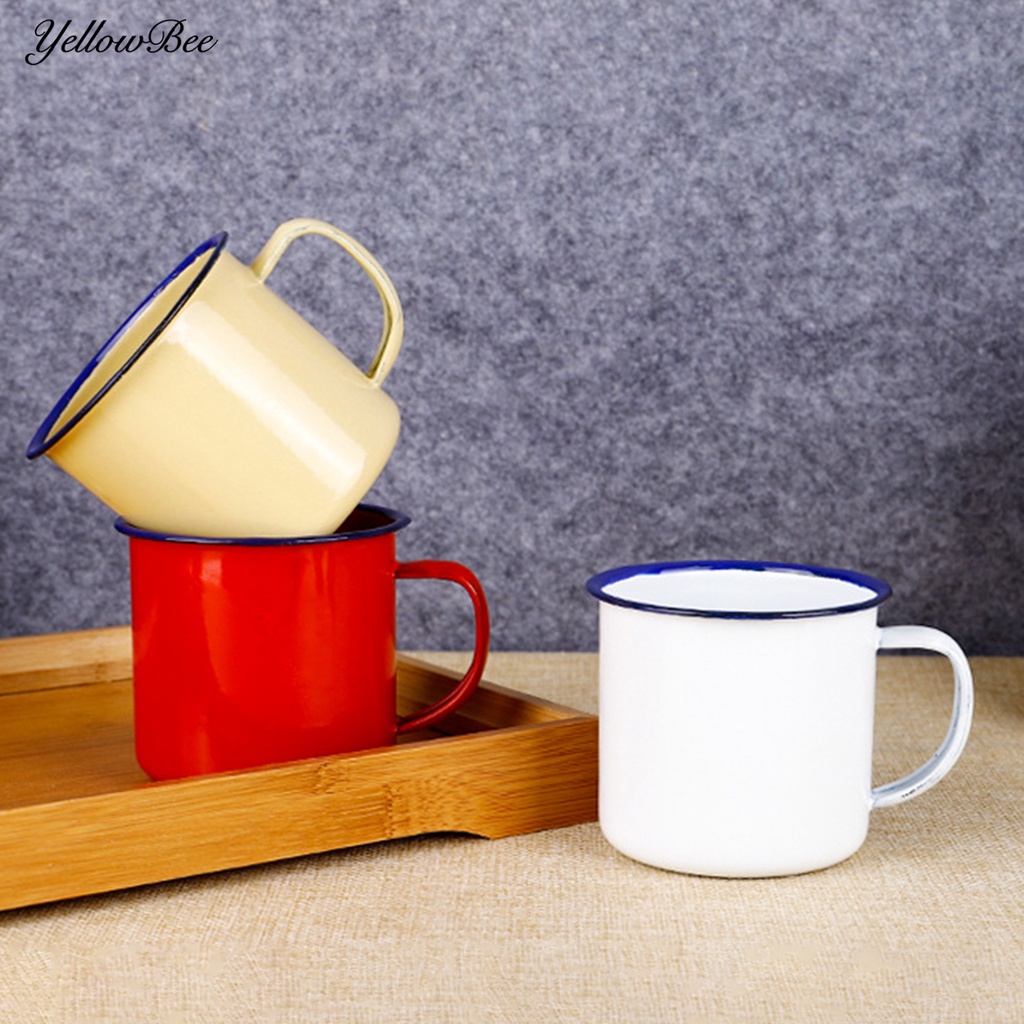 YB-Retro Style Multi-use Water Mug Enamel Practical Non-sliding Base ...