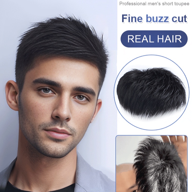 ⚡Hot Sale⚡100% human hair Men's wigs Natural black wigs Clip-on wigs ...